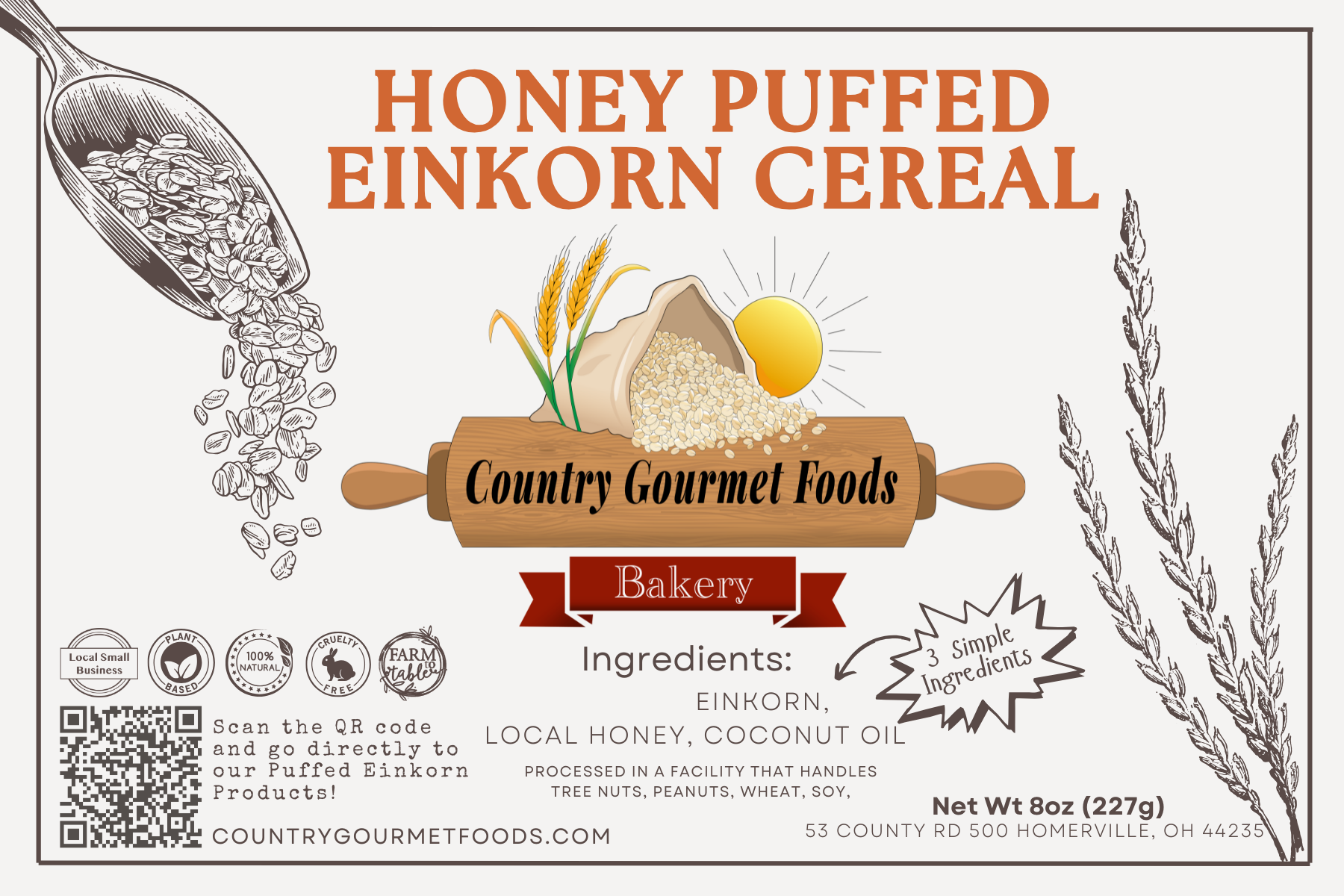 Honey Puffed Einkorn Cereal – Country Gourmet Foods